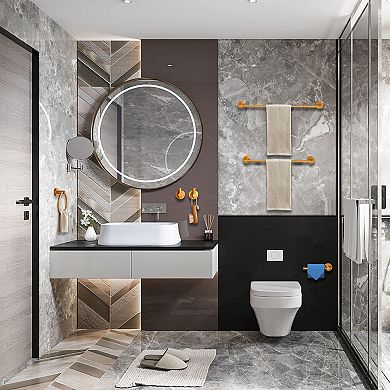 6 Piece Bathroom Towel Rack Set Wall Mount