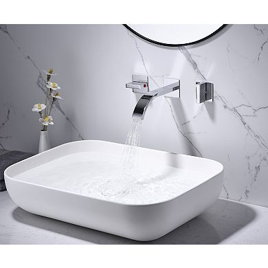 Sumerain Wall Mount Lavatory Faucet Two Handle Bathroom Faucet Brass Chrome