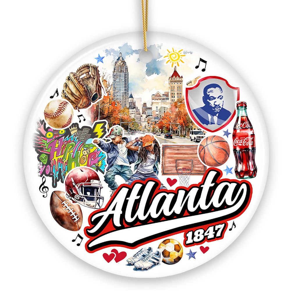 Artistic Canvas of Atlanta Ceramic Ornament, Vintage Georgia Cultural ...
