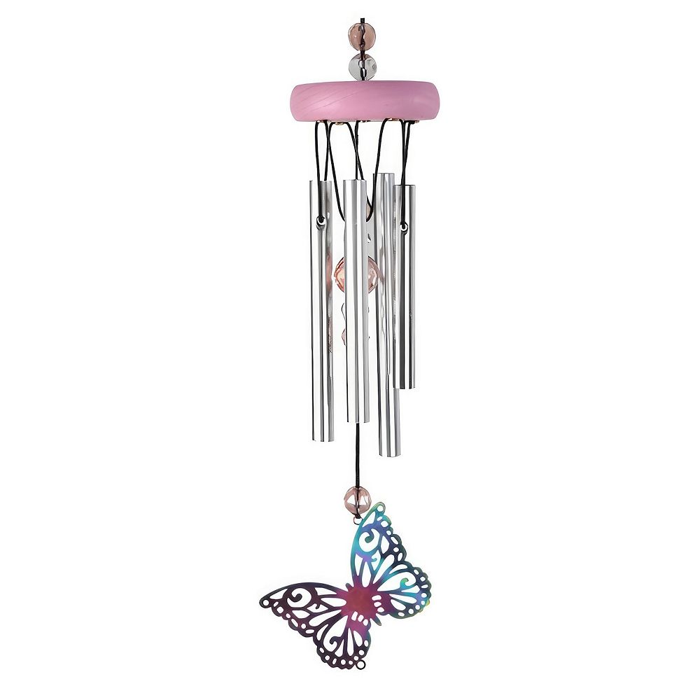 FC Design 11" Long Pink Butterfly Wind Chime Decoration Garden and ...