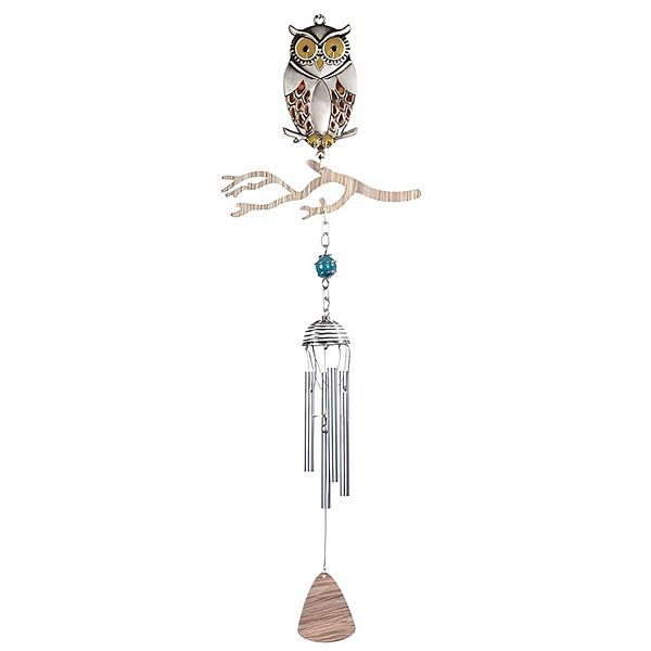 FC Design 21" Long Owl Metal Silhouette Wind Chime Decoration Garden ...