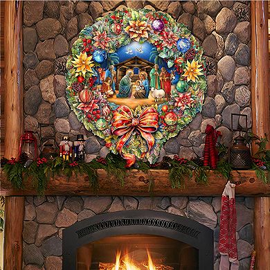 Nativity Wreath 36-inch Outdoor Indoor Decor Wooden Christmas ...