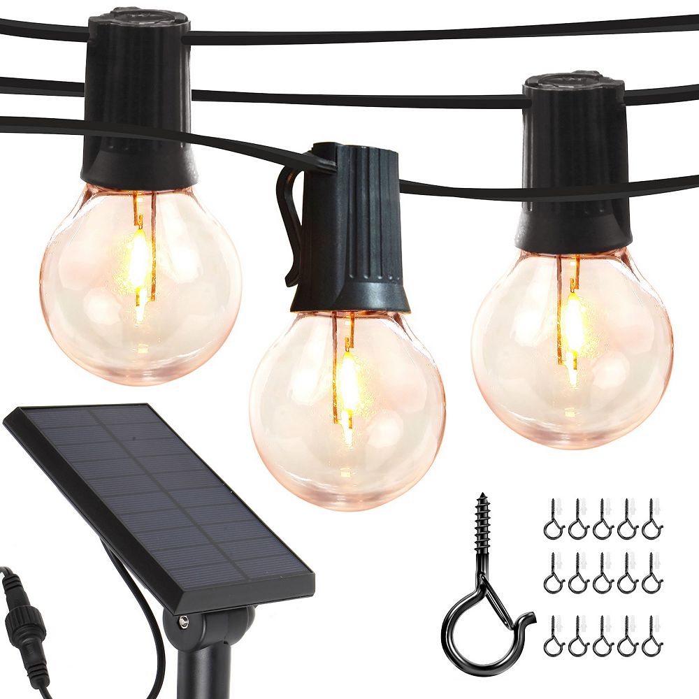 Ambience Pro 27 Ft. Solar Led Thin Wire Globe String Lights In Soft ...