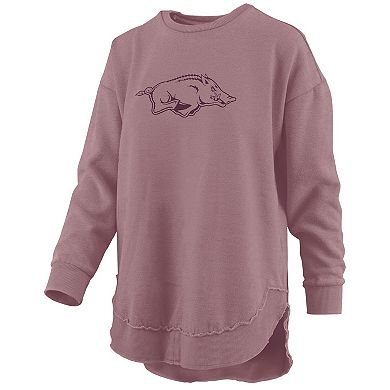 Women's Pressbox Pink Arkansas Razorbacks Poncho Fleece Pullover Sweatshirt