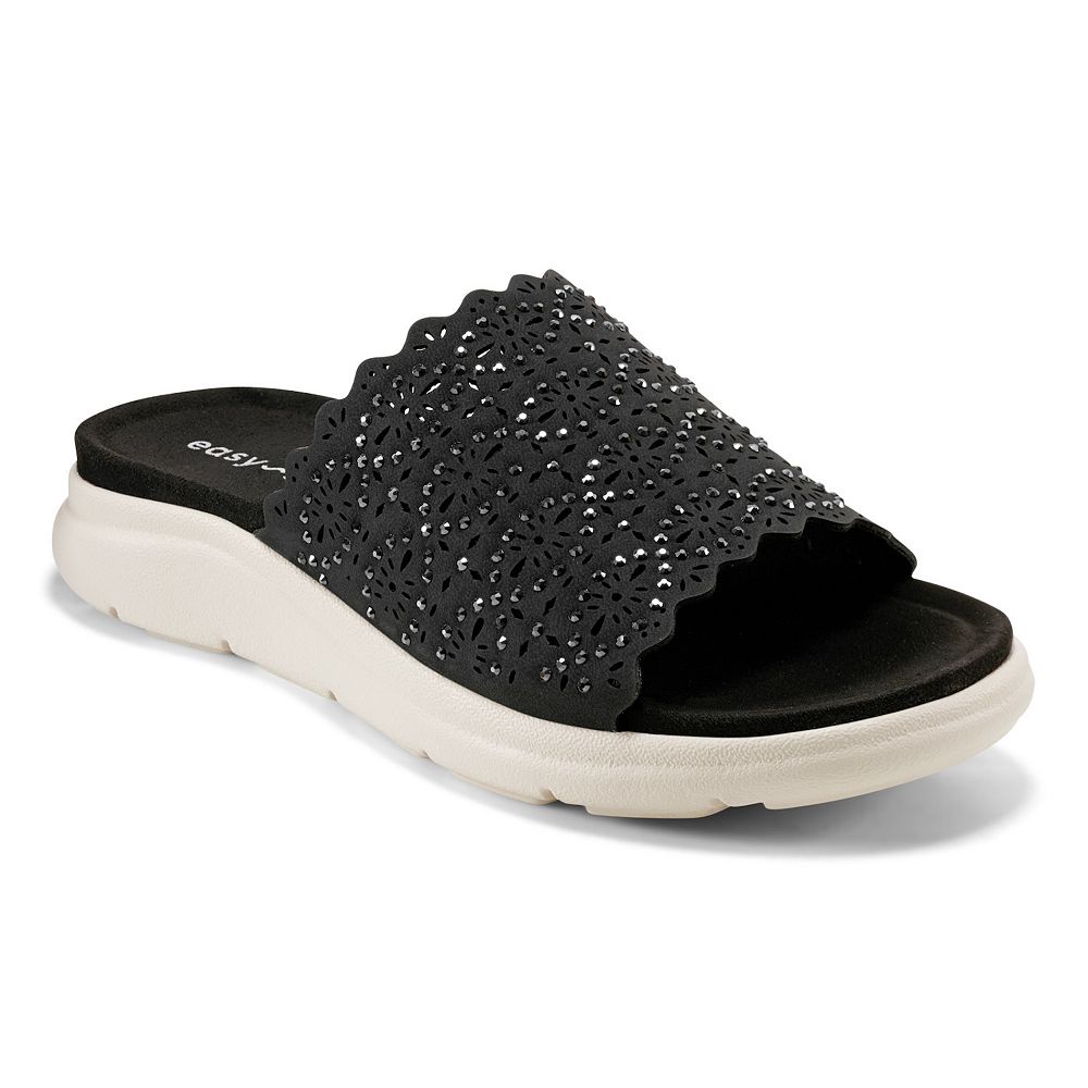 Easy Spirit Alora Women's Rhinestone-Studded Perforated Slide Sandals