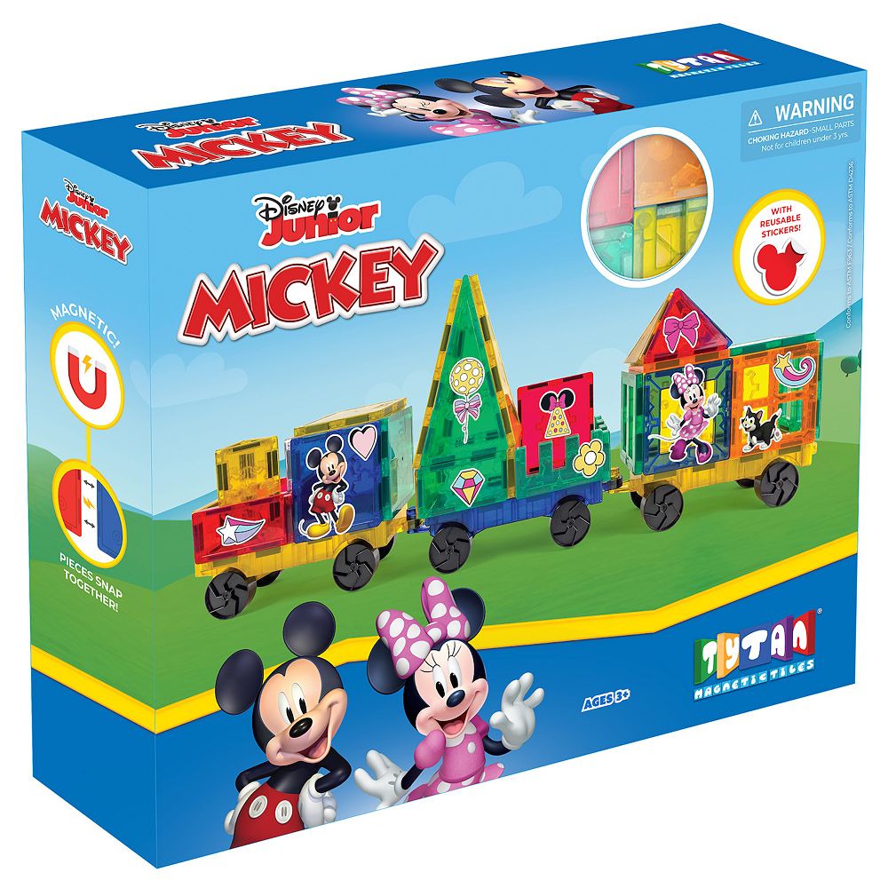 Disney Jr. Mickey Mouse Train Magnetic Tiles 41-Piece Set by Tytan Toys