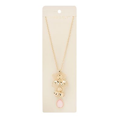 Emberly Gold Tone Single Long Flower Pendant Necklace