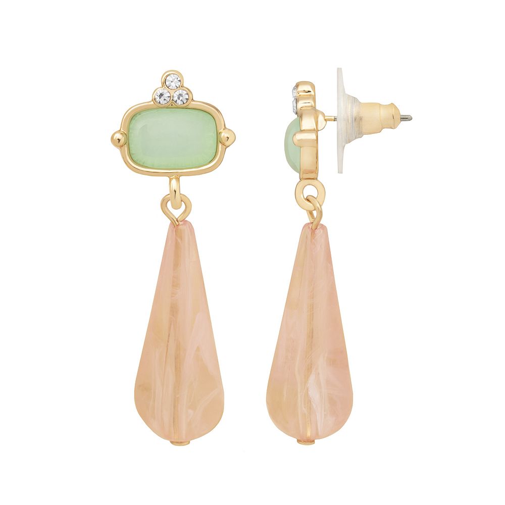 Emberly Gold Tone Teardrop Bead Post Drop Earrings