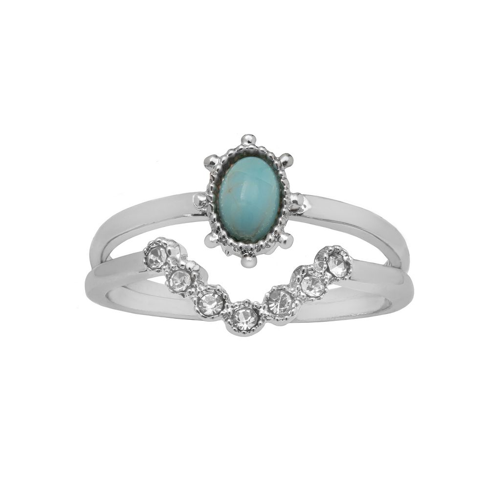 LC Lauren Conrad Silver Tone Stackable 2 Ring Set