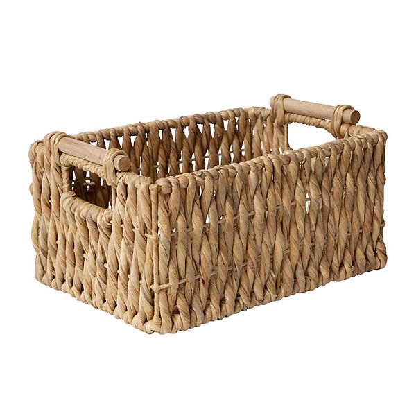 RGI Home Rectangular Natural Water Hyacinth Storage Bin with Handles