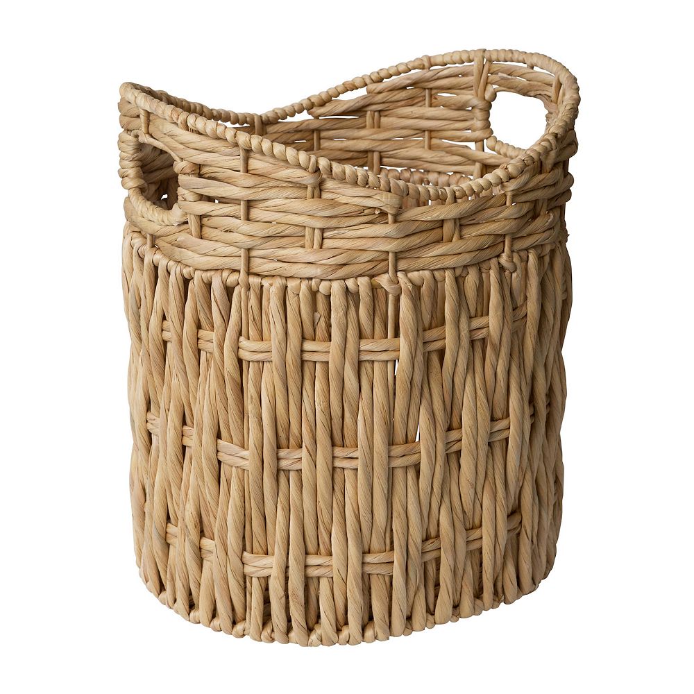RGI Home Twisted Natural Water Hyacinth Decorative Storage Basket with ...