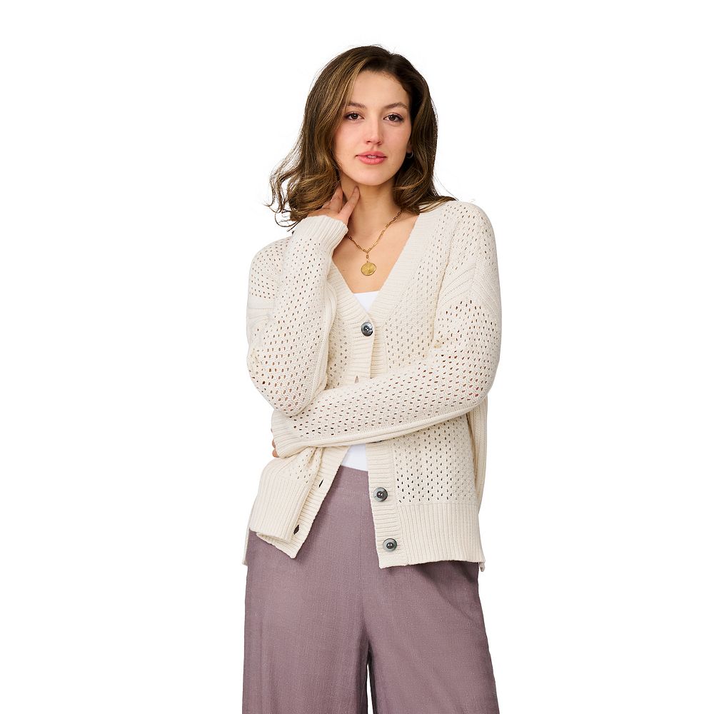 Women's Grey & Gray Open Weave High-Low Cardigan