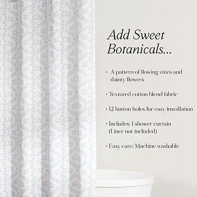 Lush Decor Doreen Delicate Floral Textured Linen Shower Curtain