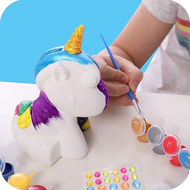 Unicorn Money Box: Paint And Decorate, Kids Paint Set With 21 Gems