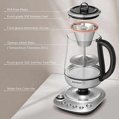 BUYDEEM K176 Tea Maker, 1.5L, Multifunctional Stainless Steel Kettle ...