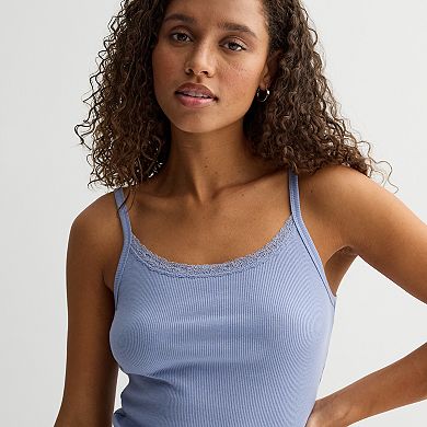 Juniors' SO® Adjustable Strap Lace Neck Cami