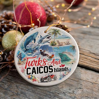 Artistic Turks and Caicos Islands Beach Paradise Ornament, Unique ...