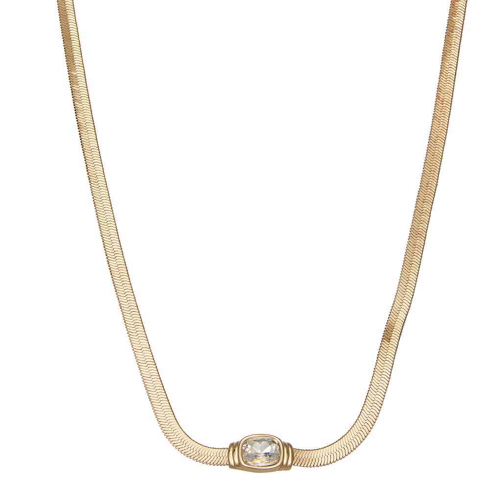 Nine West Gold Tone Stone Collar Necklace