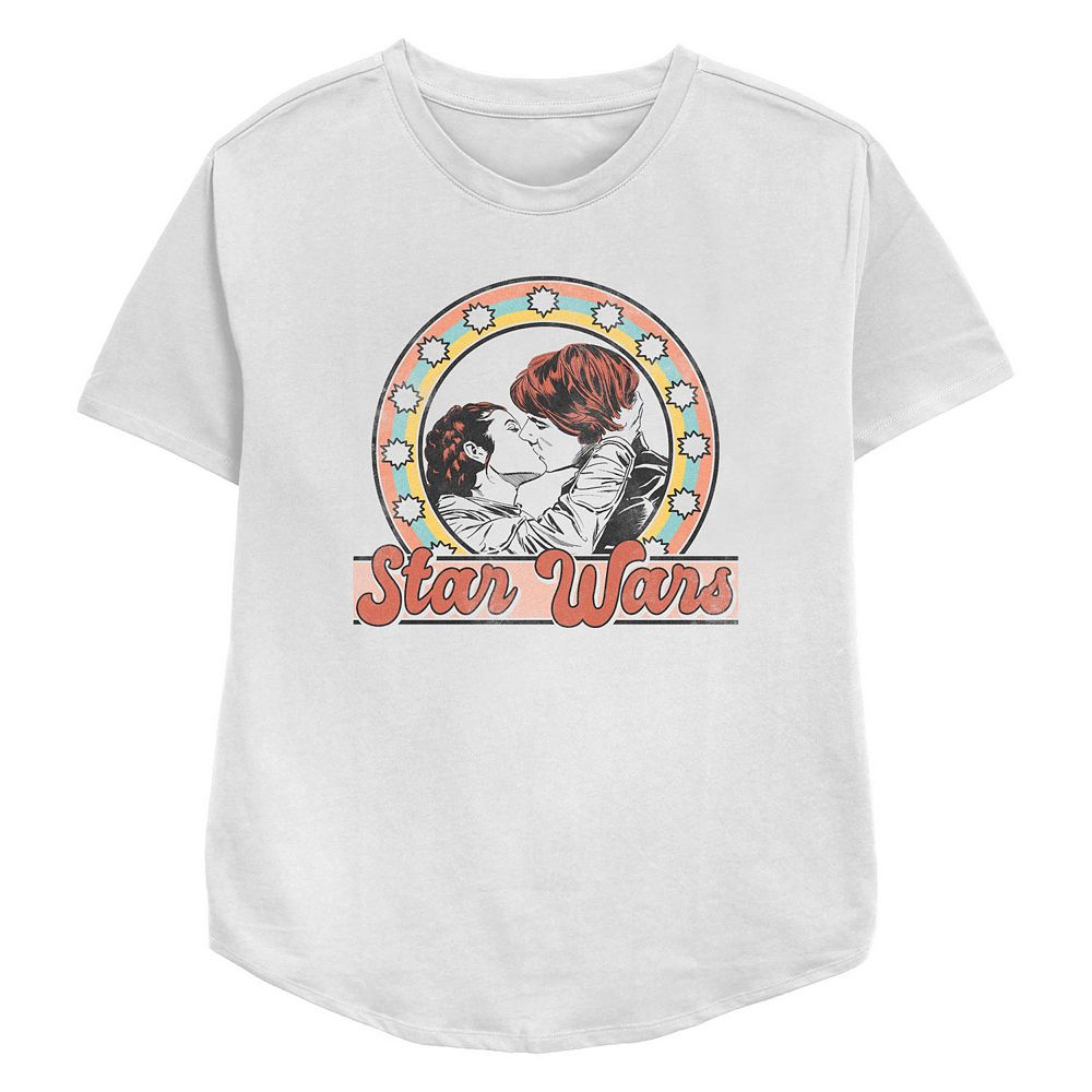 Women's Star Wars Princess Leia And Han Solo Kiss Relaxed Fit Graphic Tee