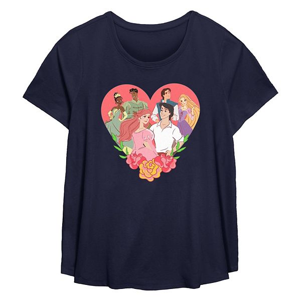 Disney Princess Tiana, Ariel & Rapunzel Loving Couples Plus Size Flowy ...