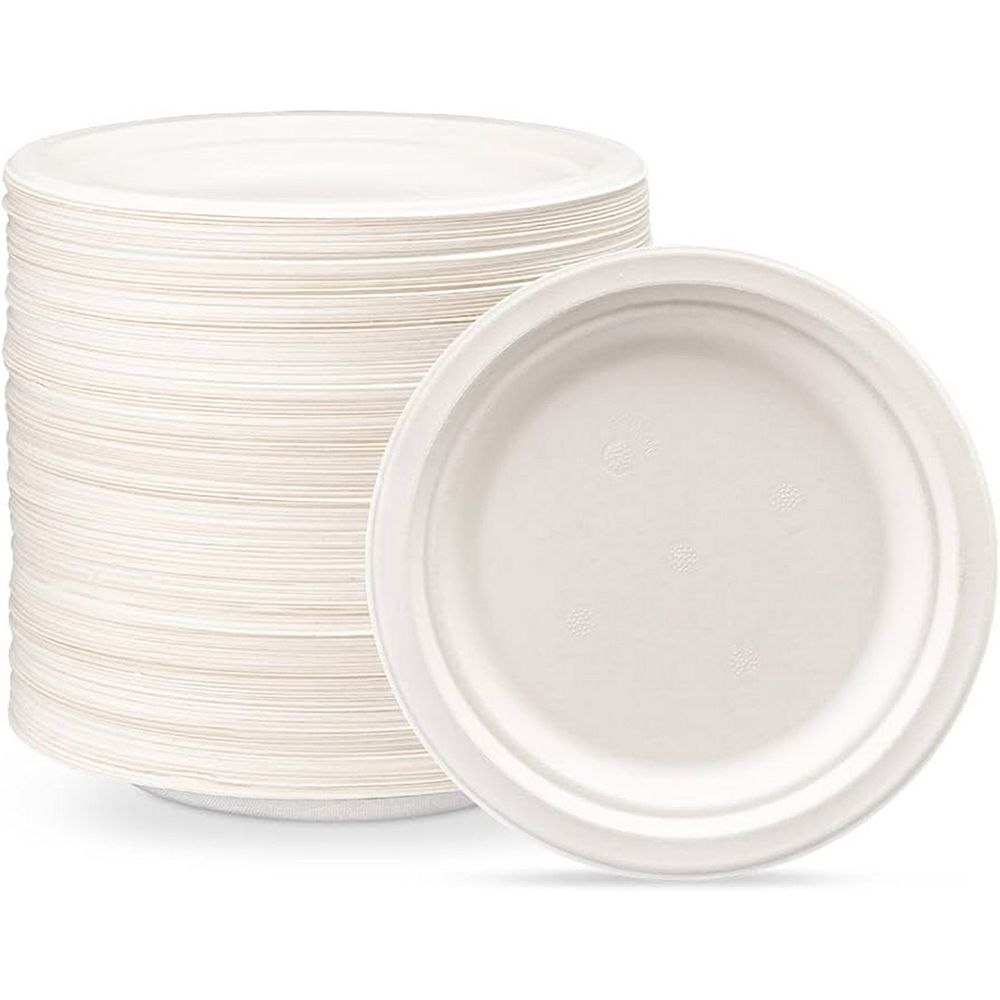 Compostable Disposable Round Bagasse Paper Plates