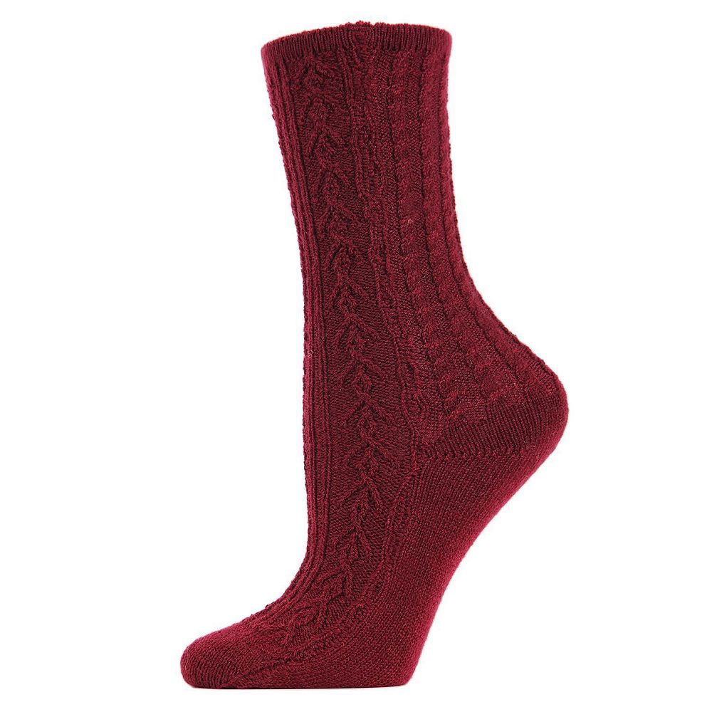 Women's Classic Heavy Cable Knit Vintage Style Crew Sock