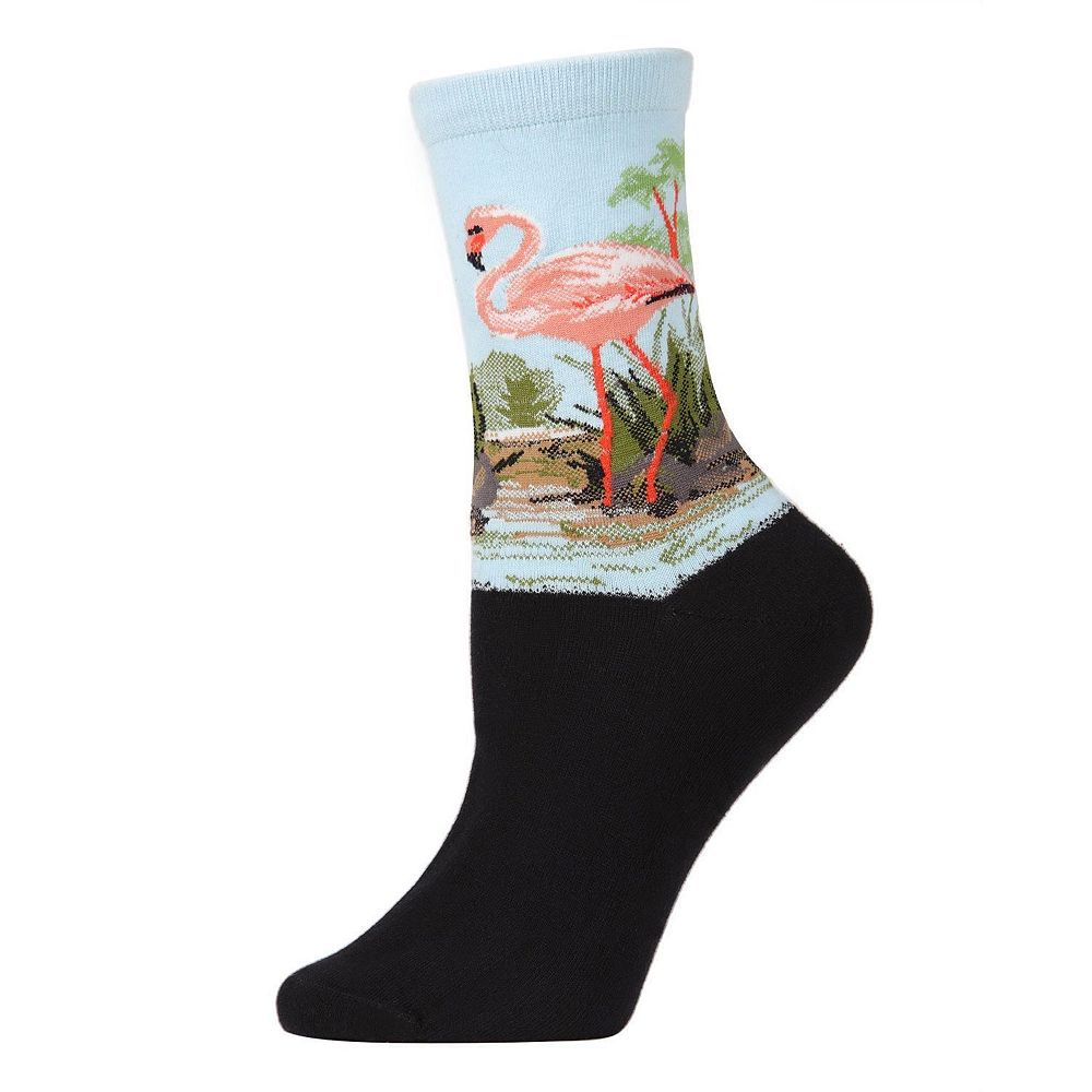 Women's Flamingo Limited Edition Art Cotton Blend Crew Sock