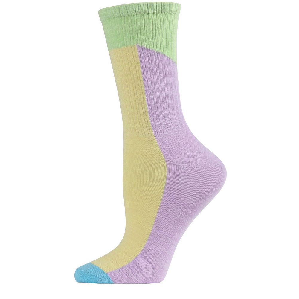 Women's Multicolor Pastel Patch Retro Vibe Crew Sock