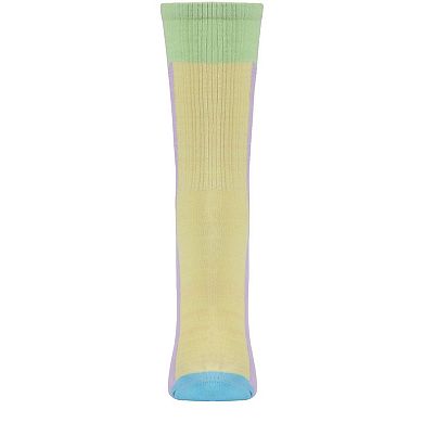 Women's Multicolor Pastel Patch Retro Vibe Crew Sock