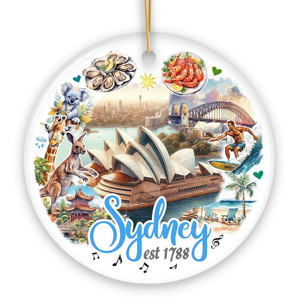 Artistic and Iconic Sydney Landmarks Christmas Ornament, Australia Gift ...