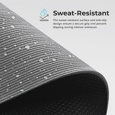 Sunny Health & Fitness Anti-Slip Dual Color Exercise Yoga Mat Gray