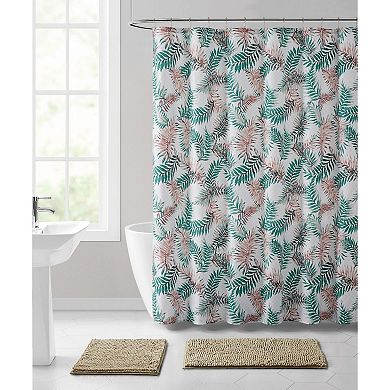 Kate Aurora Tropical Rainforest Banana Fern Leaves Fabric Shower ...