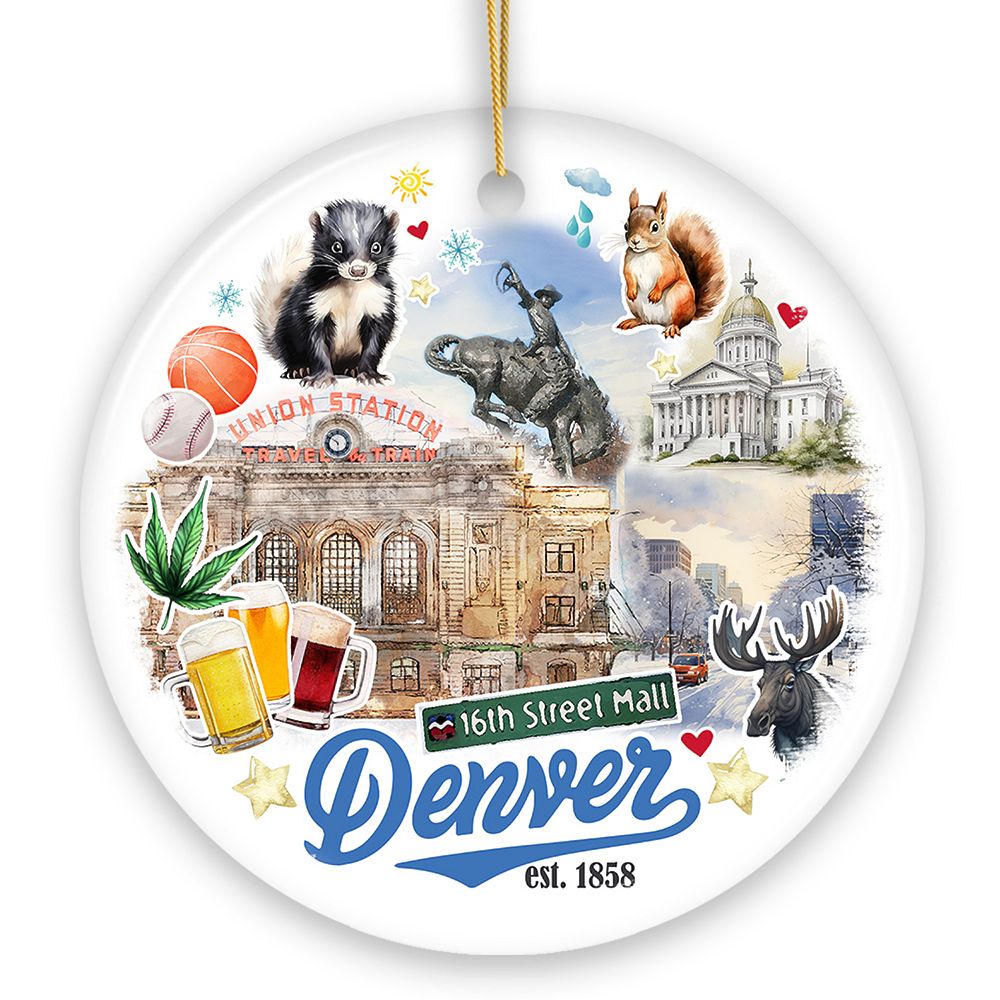 Denver Colorado Artistic Ceramic Ornament, Souvenir and Christmas ...