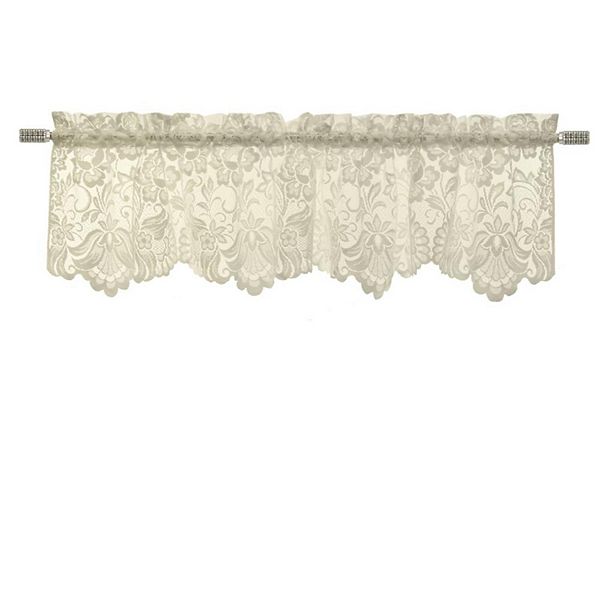 Rod Pocket Flat Valance Floral Lace Design Delicate Scalloped Bottom ...