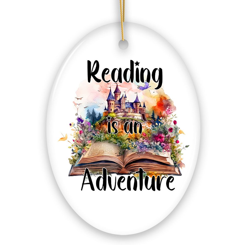Reading is an Adventure Ornament, Book Lover of Fiction Christmas Gift