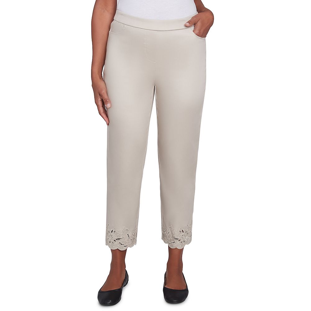 Women's Alfred Dunner Floral Cut Out Ankle Pull-On Pants
