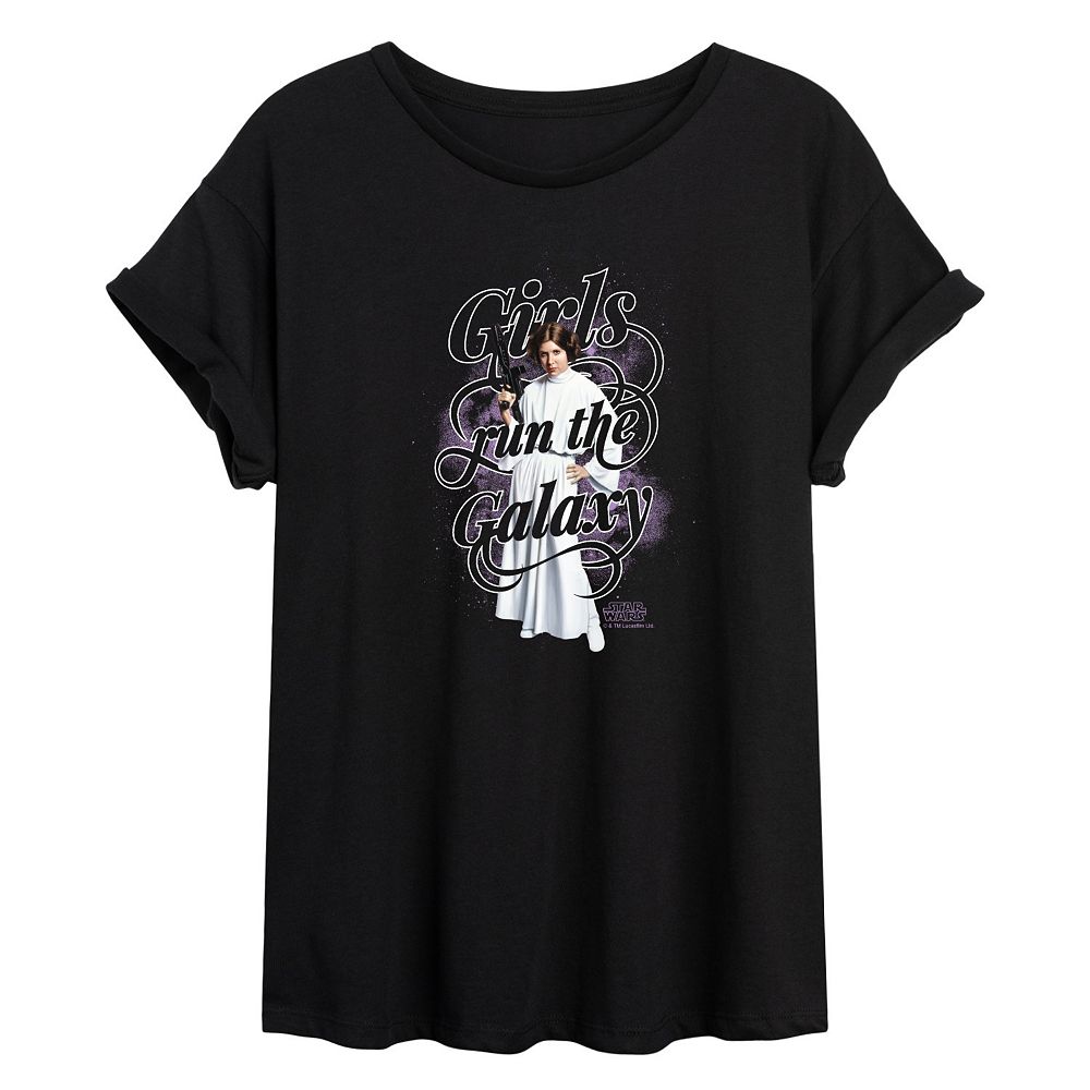 Juniors' Star Wars Princess Leia Girls Run The Galaxy Oversized Tee