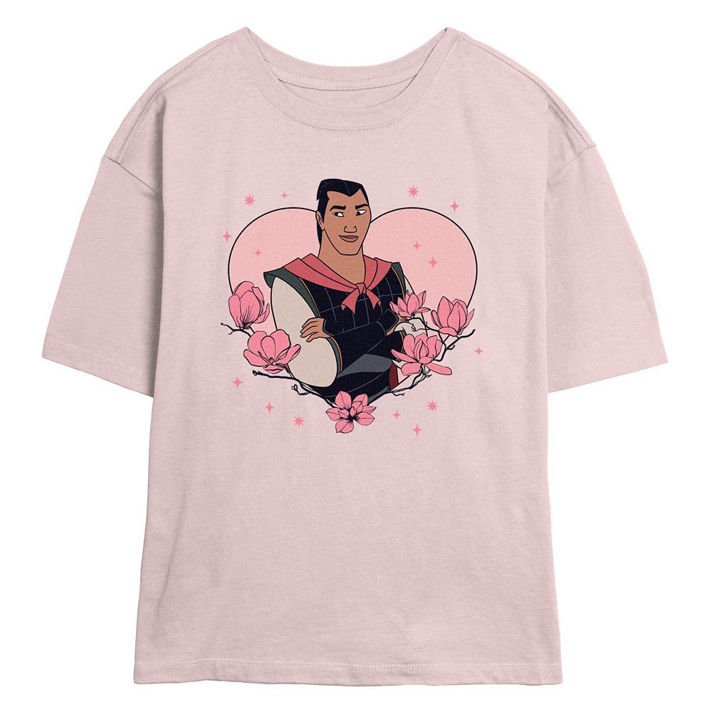 Disney's Mulan Li Shang Heart Portrait Juniors' Skimmer Graphic Tee
