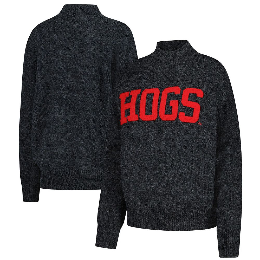 Women's Gameday Social Black Arkansas Razorbacks Oversized Varsity Sweater