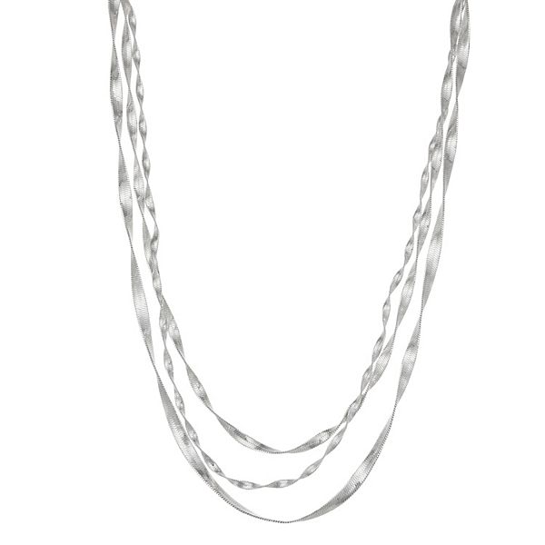 Napier Silver Tone 16 in. Twisted Multi-Row Necklace