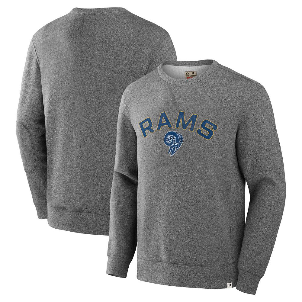 Men's Fanatics Heather Gray Los Angeles Rams Loop Terry Pullover Sweatshirt
