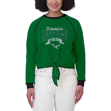 Women's WEAR by Erin Andrews Green/Black Philadelphia Eagles Tie-Front ...