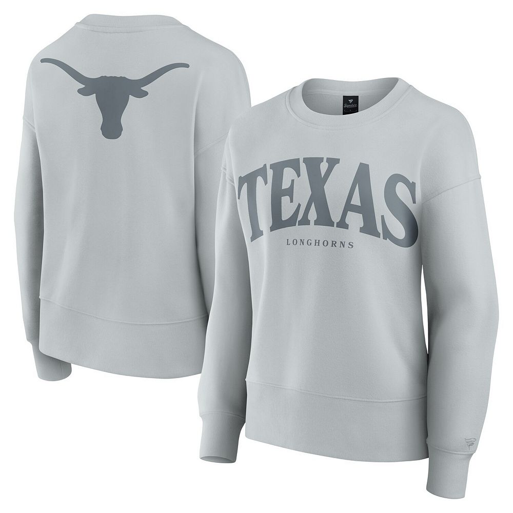 Women's Fanatics Gray Texas Longhorns Supersoft Flow Fleece Pullover ...