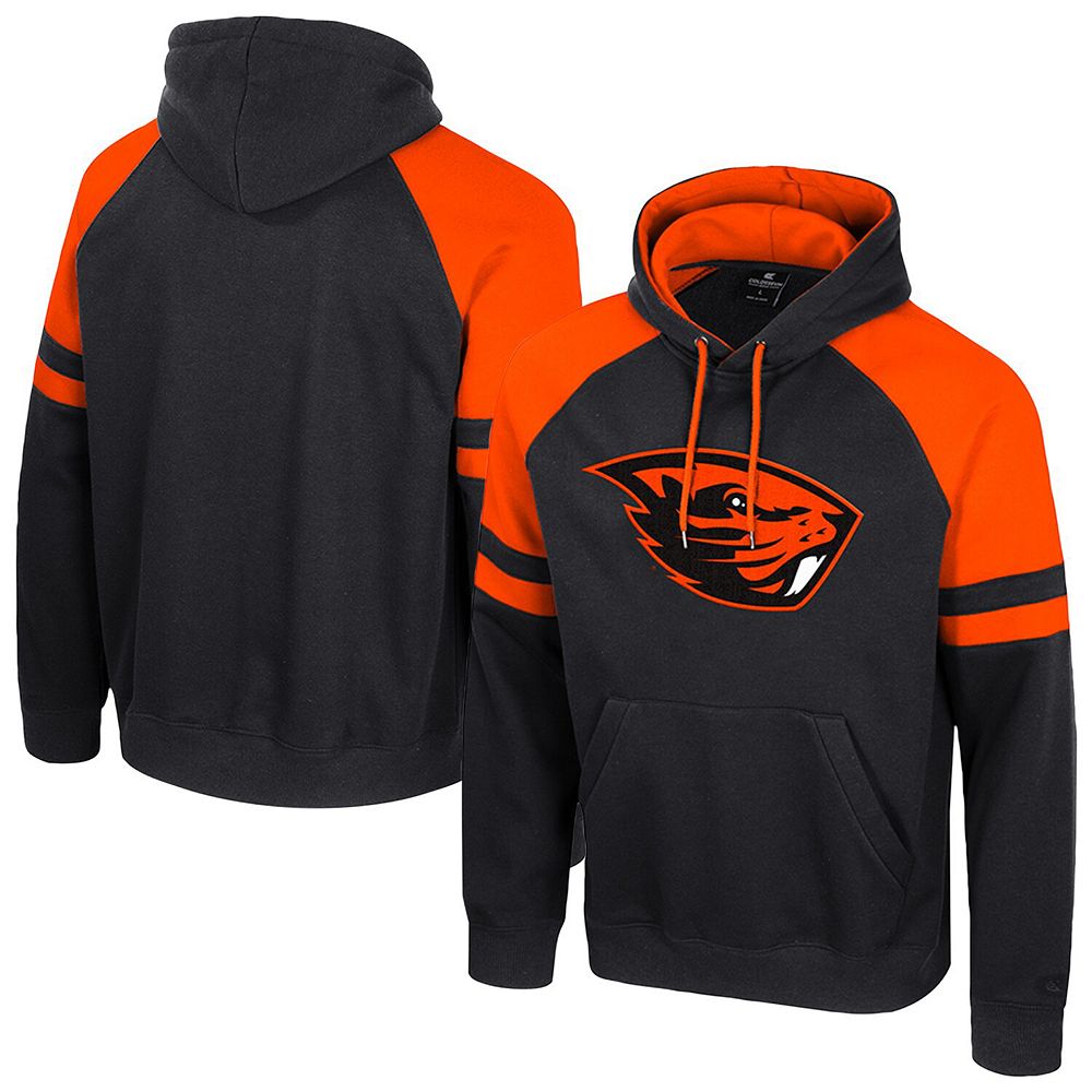 Men's Colosseum Black Oregon State Beavers Todd Raglan Pullover Hoodie