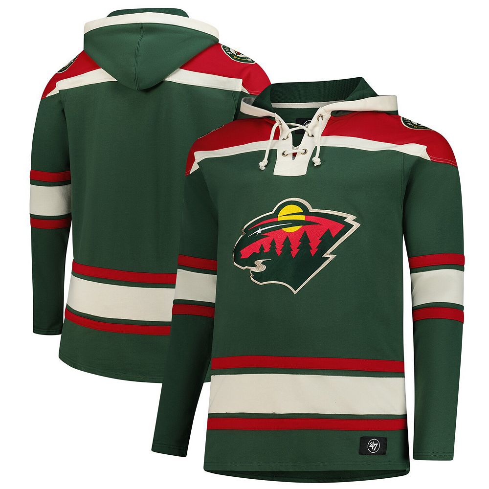 Men's '47 Green Minnesota Wild Big & Tall Superior Lacer Fleece Pullover Hoodie