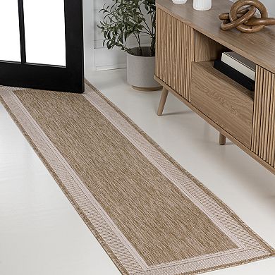 Lido Traditional Casual Pinstripe Border Indoor/outdoor Runner Rug