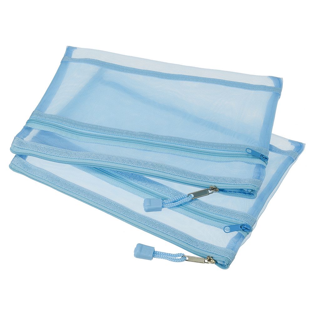 Mesh Zipper Bags Double Layer Zip File Pouch Storage Organizer Pockets ...