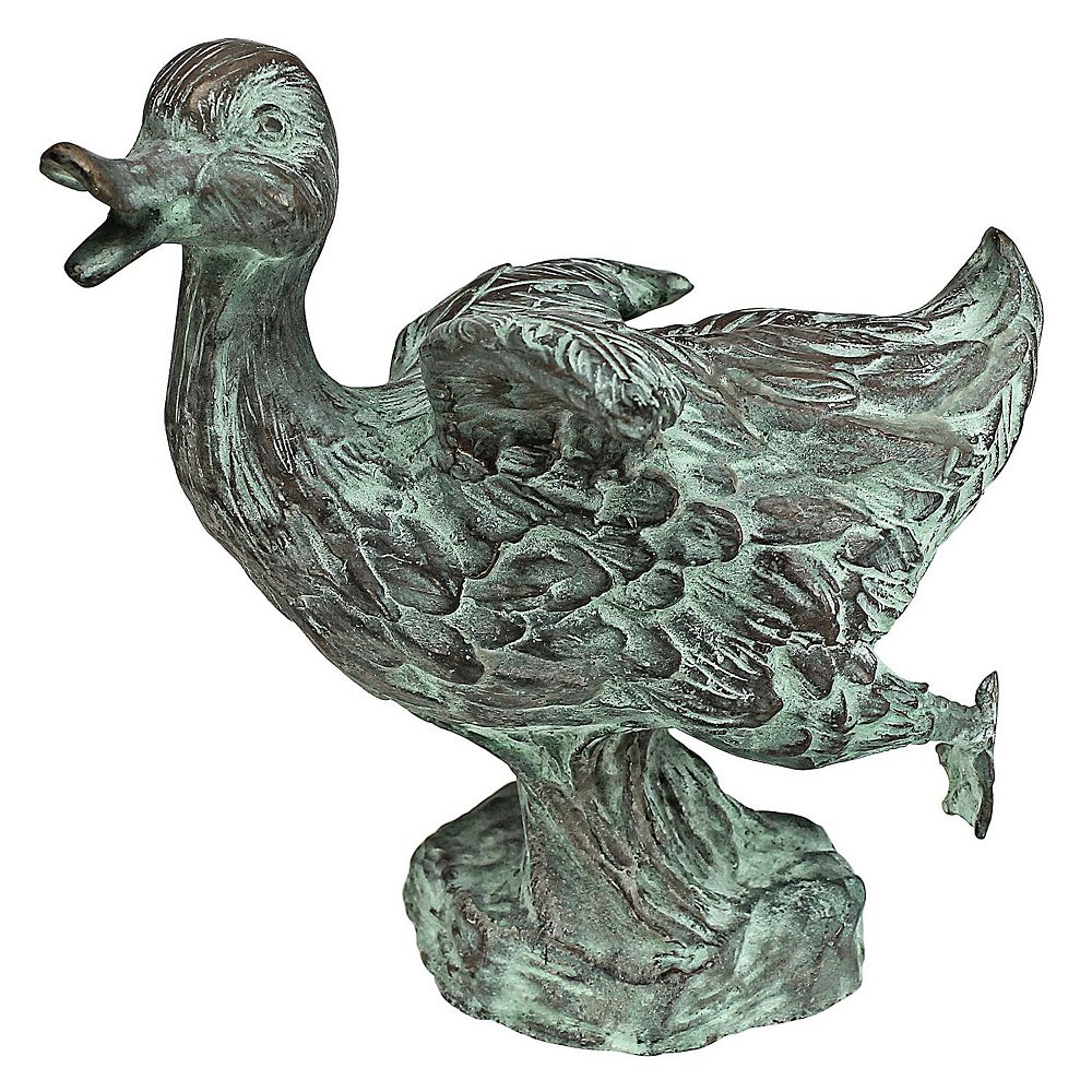 Lindell Pond Bronze Ducks Spitting Garden Statue: Dancing Duck