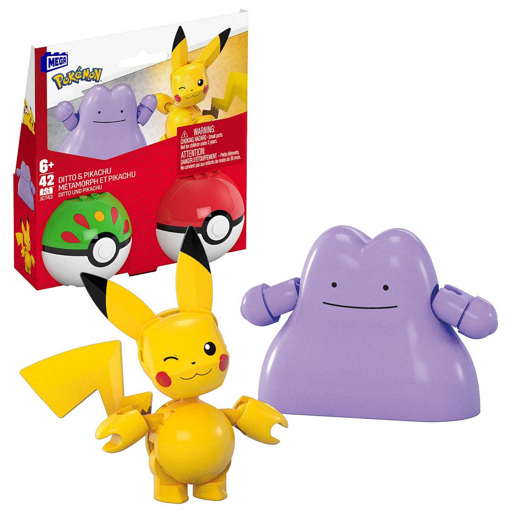Mega Bloks Pokemon Poke Ball 2-Pack Building Toy Kit Pikachu & Ditto ...