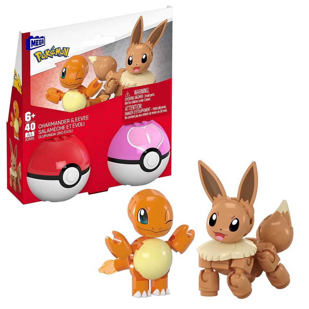 Mega Bloks Pokemon Poke Ball 2-Pack Building Toy Kit Charmander & Eevee ...
